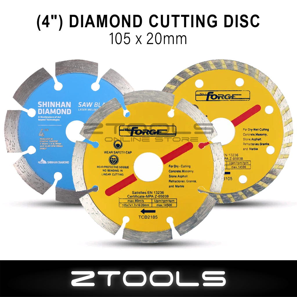(ZTOOLS) 4"/105mm Diamond Cutting Disc | Wet & Dry Saw Blade Marble Cutter Wheel | Mata Potong ...