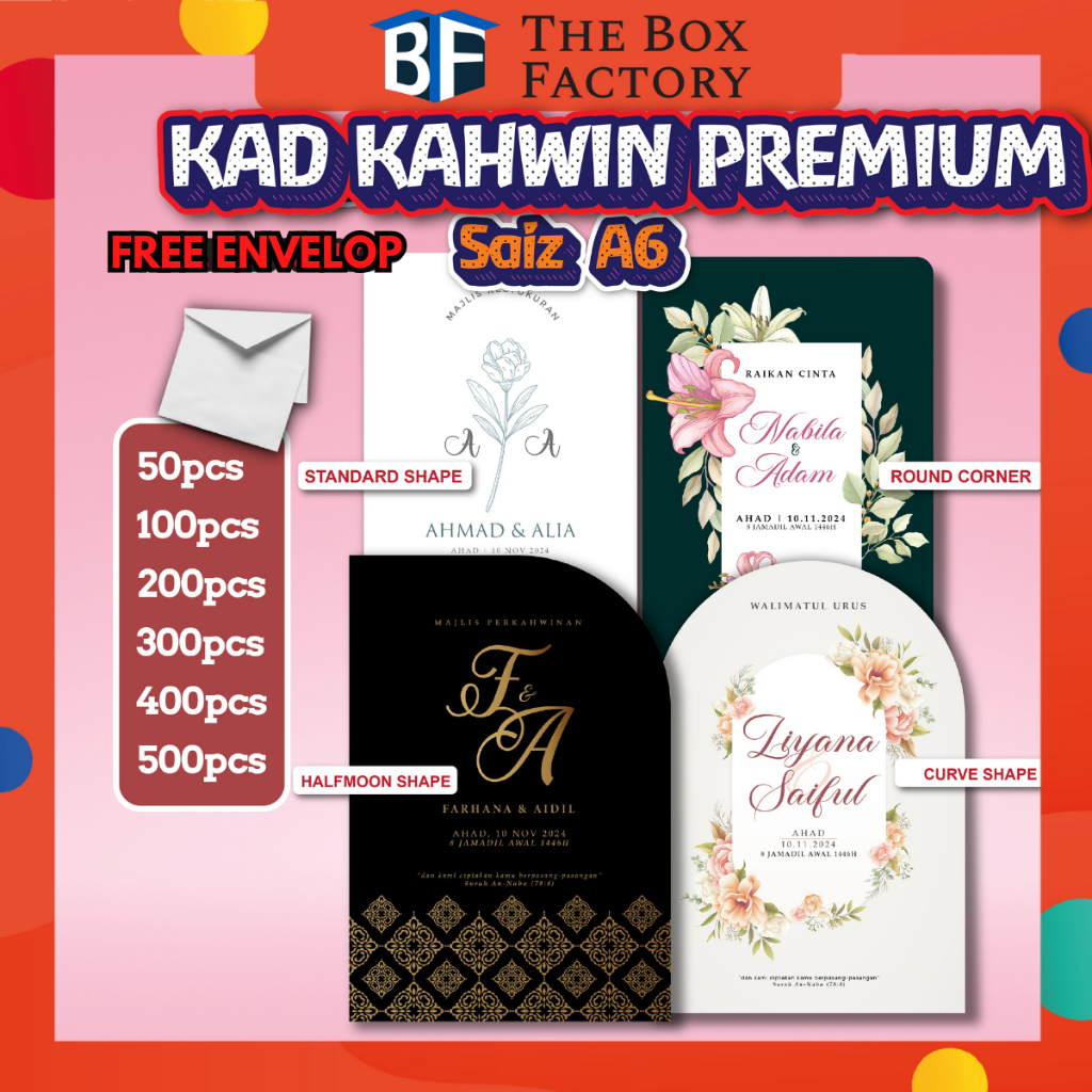 🔥LOWEST PRICE🔥 Free Envelop | A6 Kad Kahwin Digital Print | Wedding ...