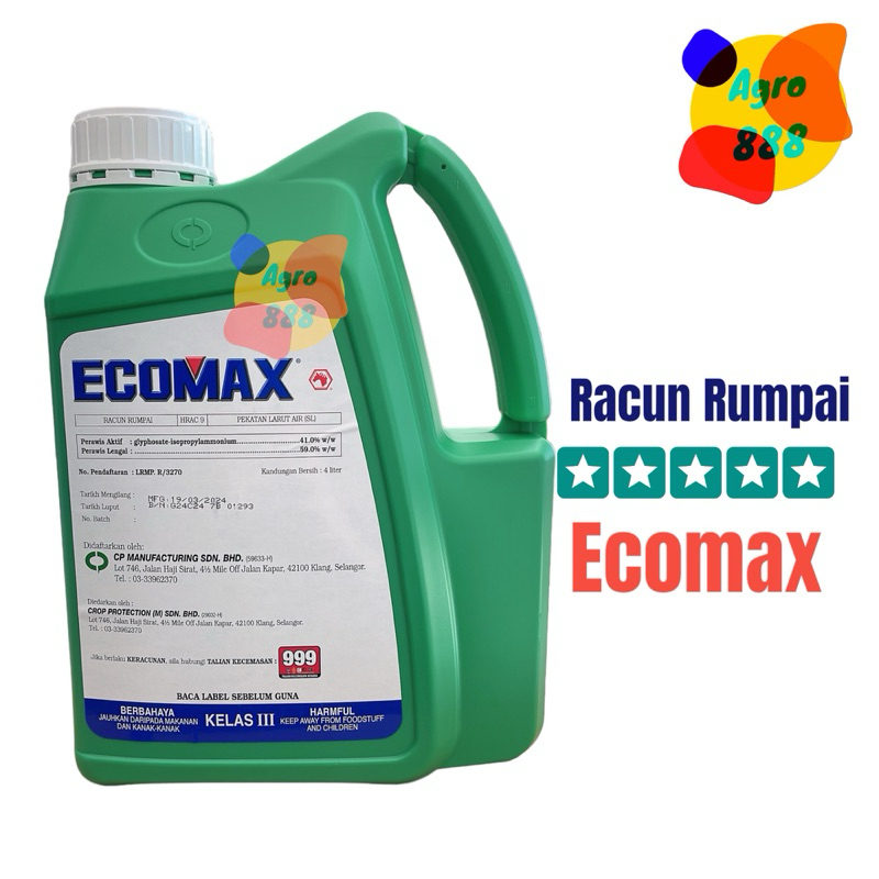 4L ECOMAX Glyphosate 41% Weed Killer (Racun Rumput Lalang/Ubat rumput ...