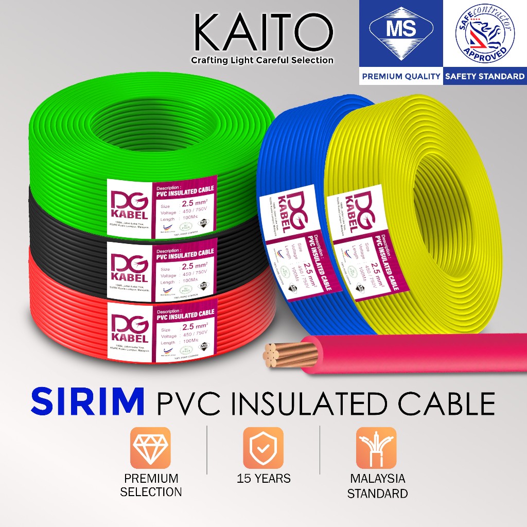 KAITO SIRIM PVC Insulated Cable Auto Control Wayer Elektrik Wire Kabel ...
