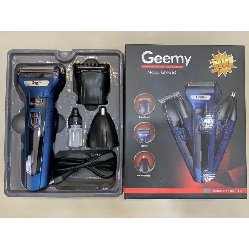 Geemy 3in1 GM-566 Professional Rechargeable Shaver (Hair clipper ...