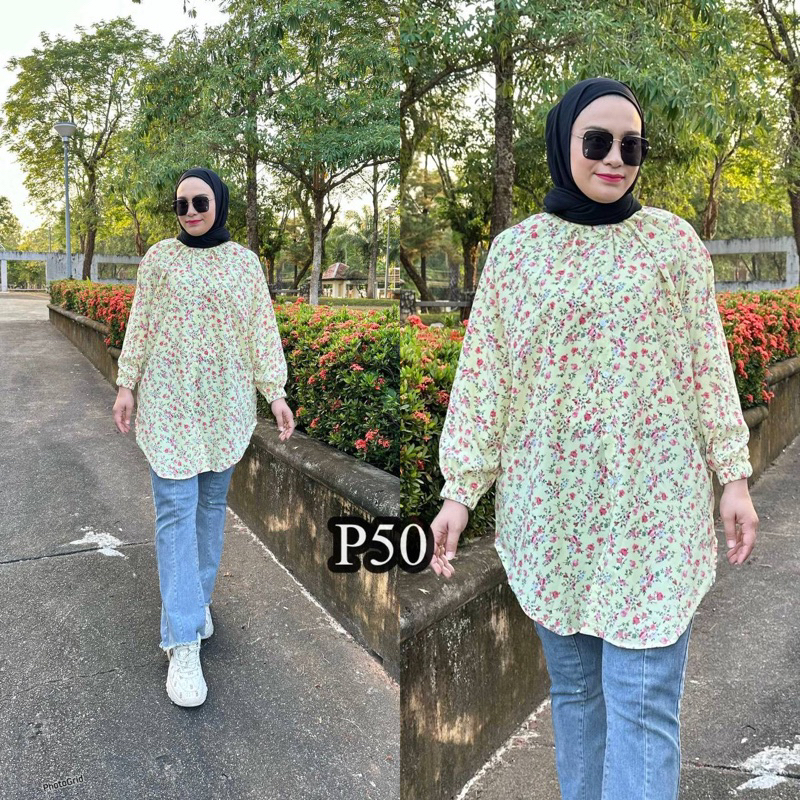 HOT BLOUSE🔥BLOUSE BERCORAK F50/BLOUSE LABUH BERCORAK IRONLESS/BLOUSE ...