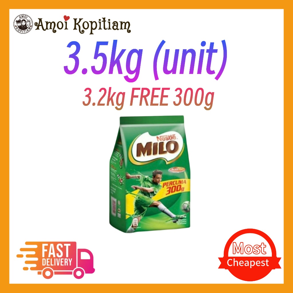 NESTLE MILO Active-Go Softpack (3.2kg FREE 300g = 3.5kg) | Shopee Malaysia