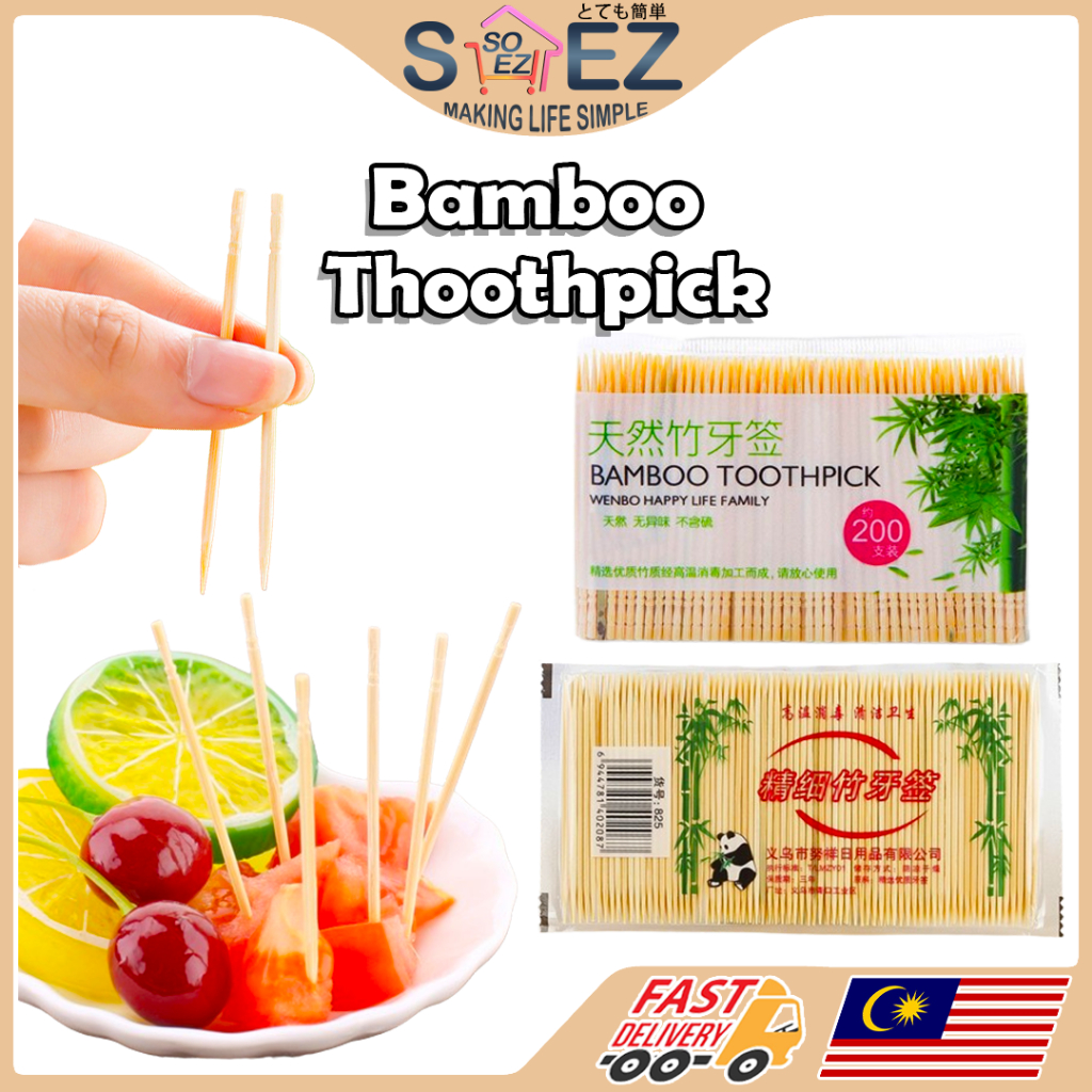 SOEZ 200pcs Premium Bamboo Toothpick Disposable Natural Toothpicks ...