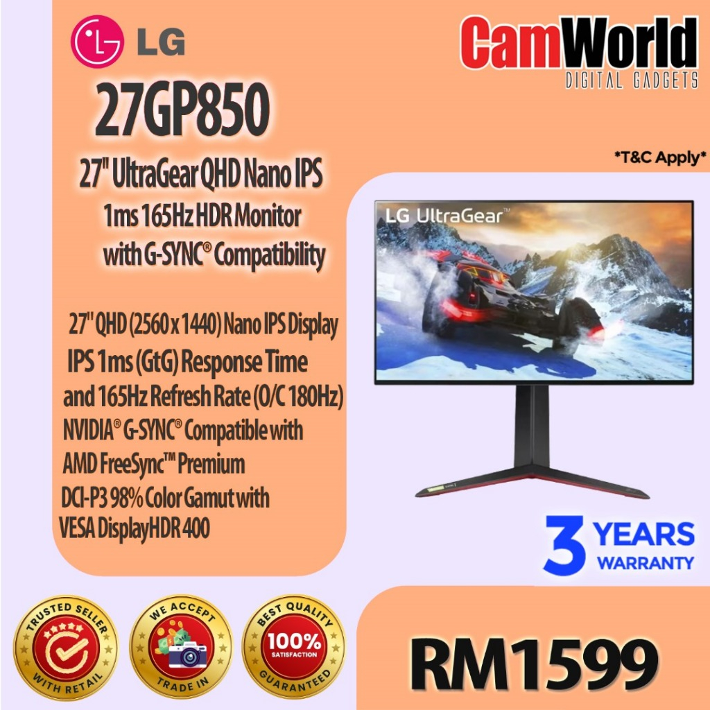 LG (27GP850) 27"QHD Nano IPS Monitor with G-Sync | Shopee Malaysia