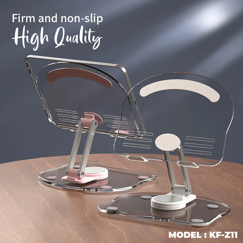 360° Acrylic Base Mini Laptop Phone Tablet Stand Transparent Adjustable Desktop Smartphone Pad ...