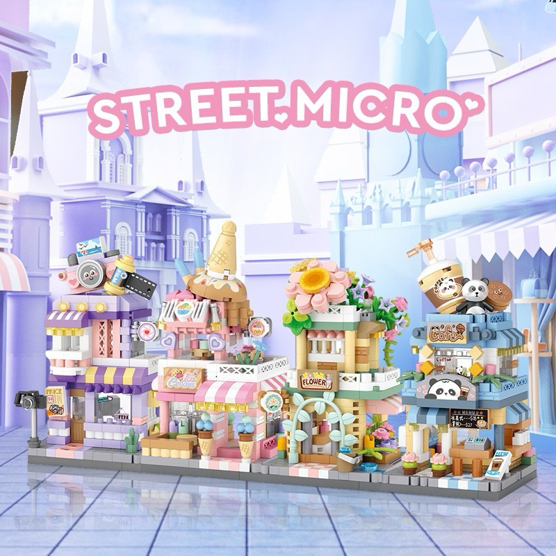 LOZ IDEAS 8813 / 8814 / 8815 / 8816 Street Mini Block Ice Cream Cafe ...