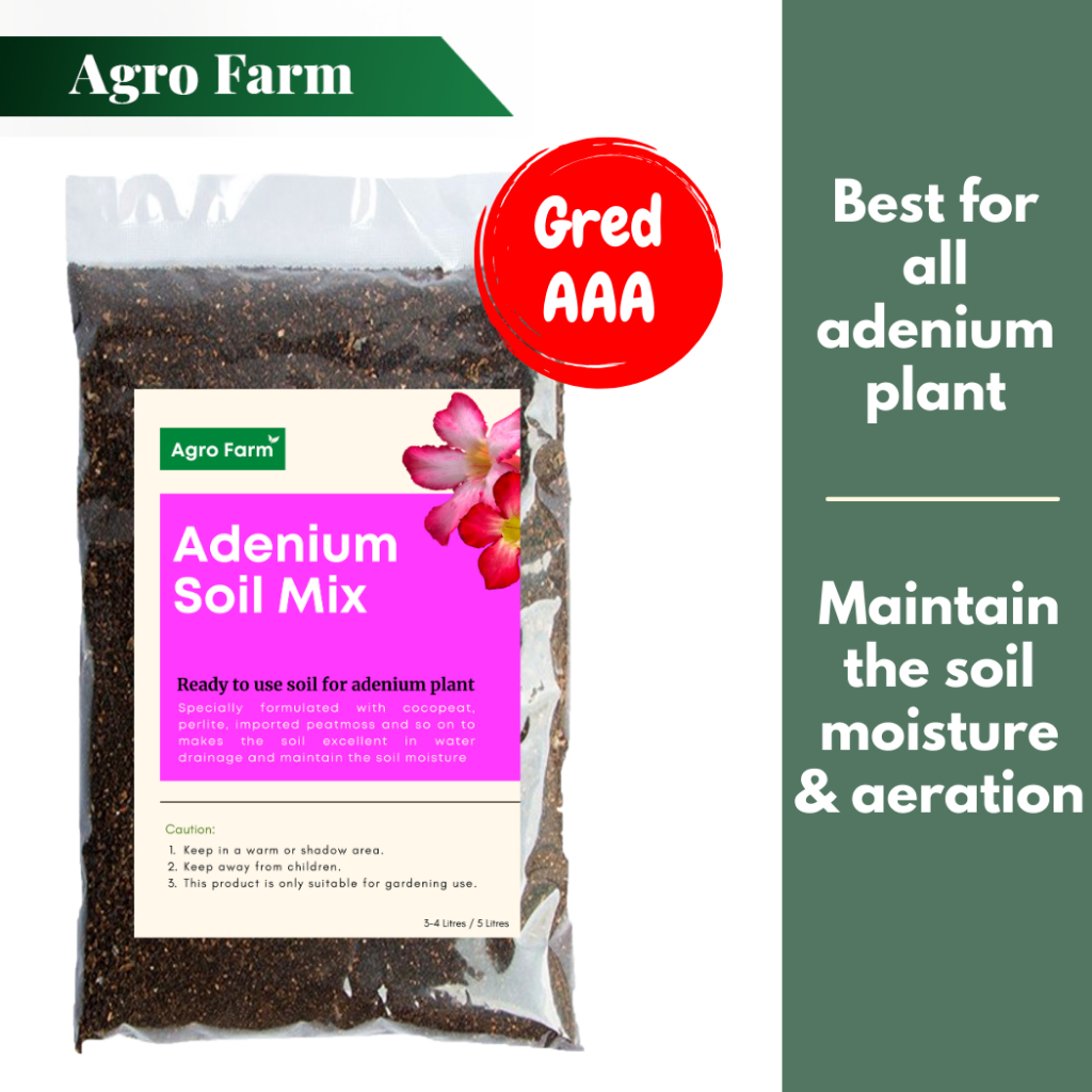 Agro Farm 10L Adenium Soil Mix l Adenium Medium l Tanah Bunga Kemboja ...