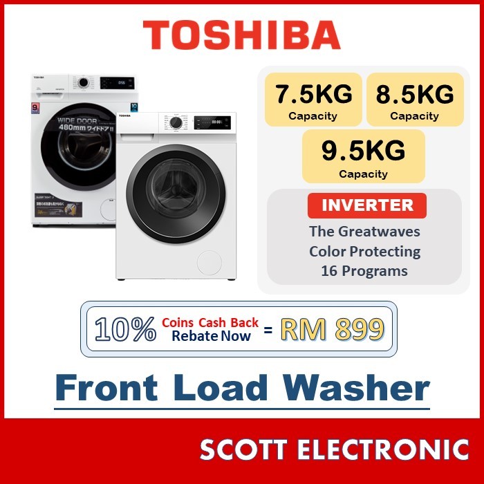 Toshiba 7.5KG 8.5KG 9.5KG Inverter Front Load Inverter Washing Machine TW-BH85S2M TW-BH95S2M TW ...