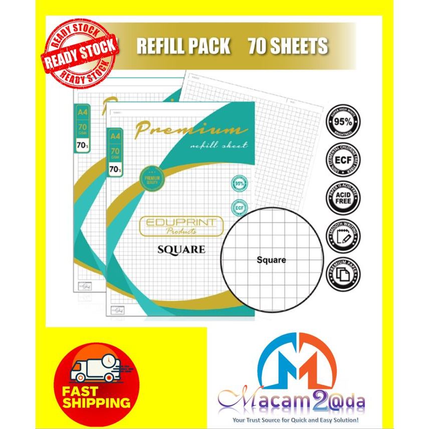 🌟Ready Stock🌟 EDU Paper A4 Size 70gsm Paper Small Square Ruled Graph ...