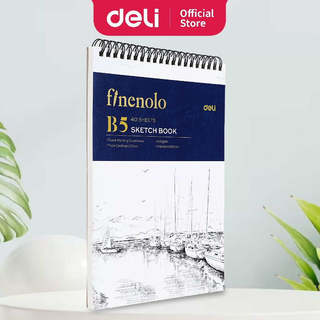 DELI Finenolo Sketchbook Pencil Drawing Notebook (100gsm x 80 Pages) EN025 | Shopee Malaysia