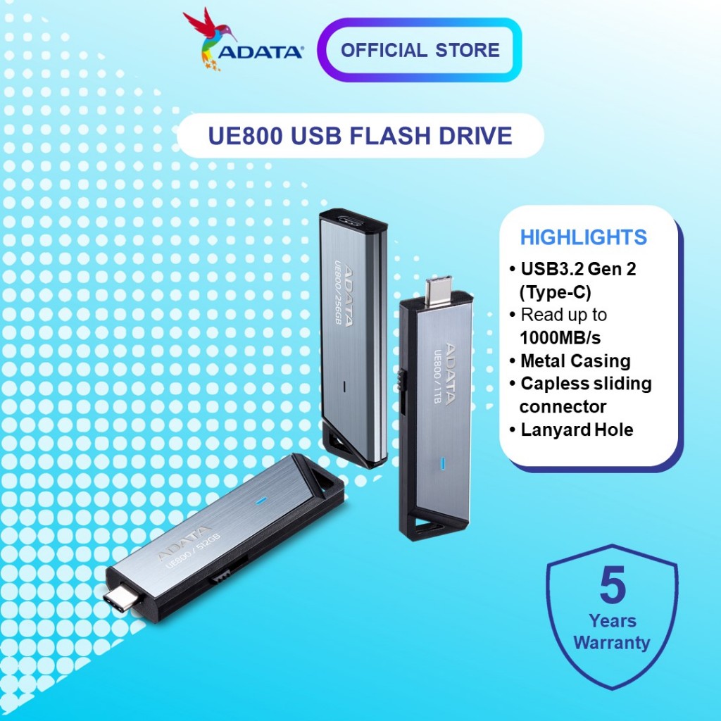 ADATA UE800 USB Type-C OTG USB Flash Drives (256GB/512GB/1TB) | Shopee Malaysia