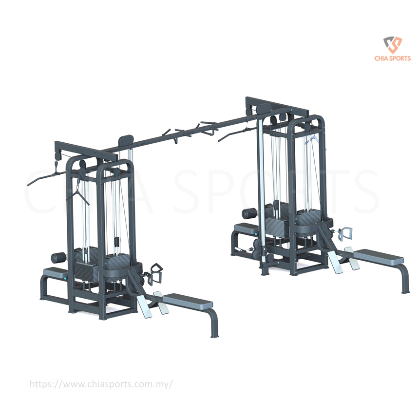 8 Station Multi Gym Machine Lat Pulldown Seated Low Row Standing Cable ...