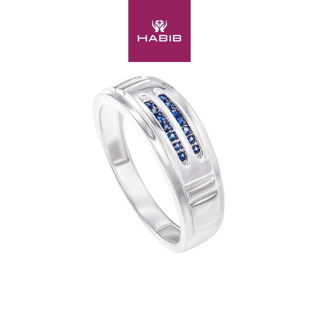 HABIB Blue Sapphire Men's Ring in 925 Silver Palladium 260340321(PLD ...