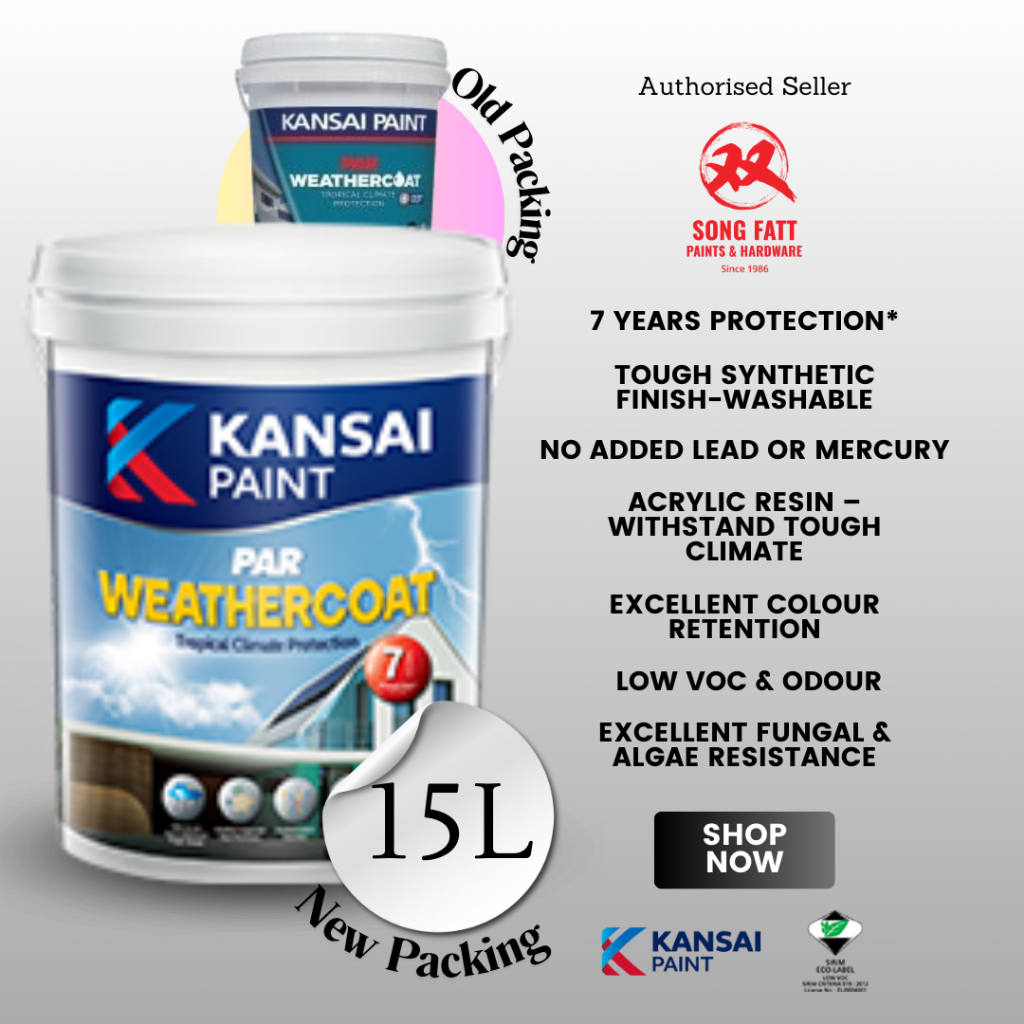 Kansai Paint WEATHERCOAT 15L/18L New (WHITE/COLOURS) Exterior 20L ...