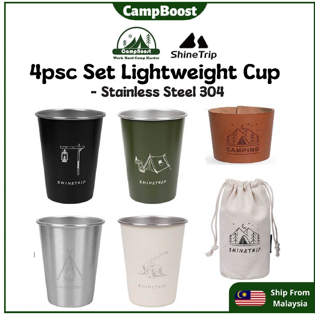 CampBoost SHINETRIP 4psc Set Lightweight Cup Coffee Cup Cawan Camping ...