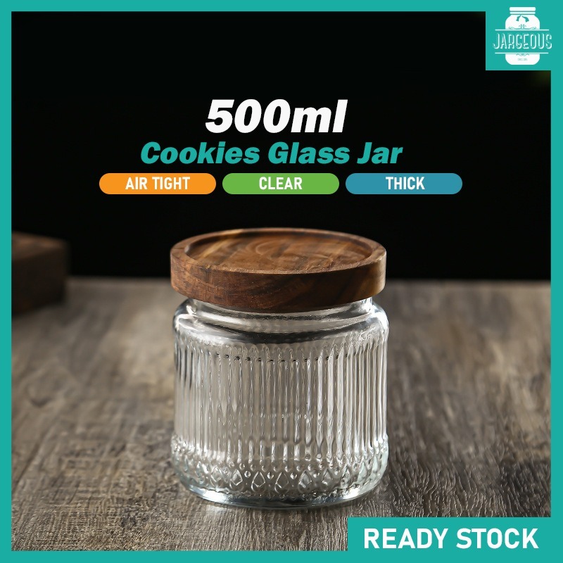500ml Roman glass jar with concave wooden lid | Shopee Malaysia