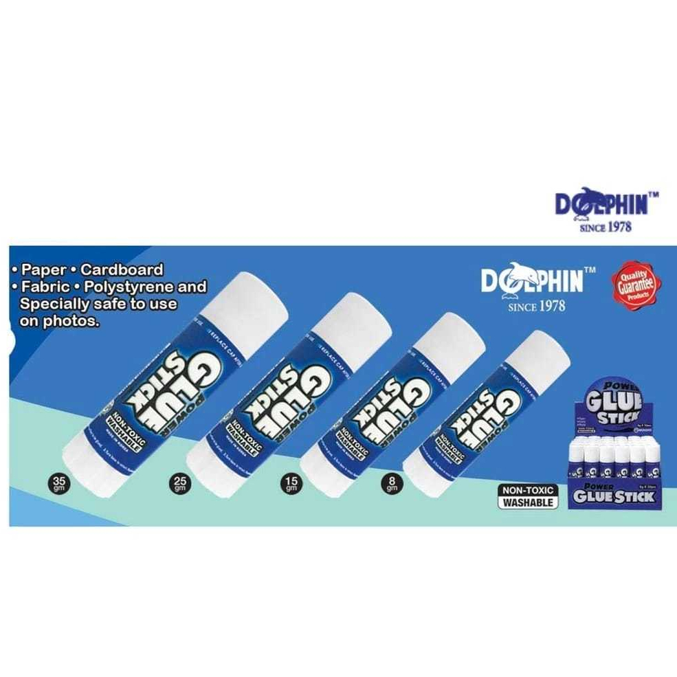 DOLPHIN POWER GLUE STICK NON TOXIC WASHABLE 8G / 15G / 25G / 35G (PER ...