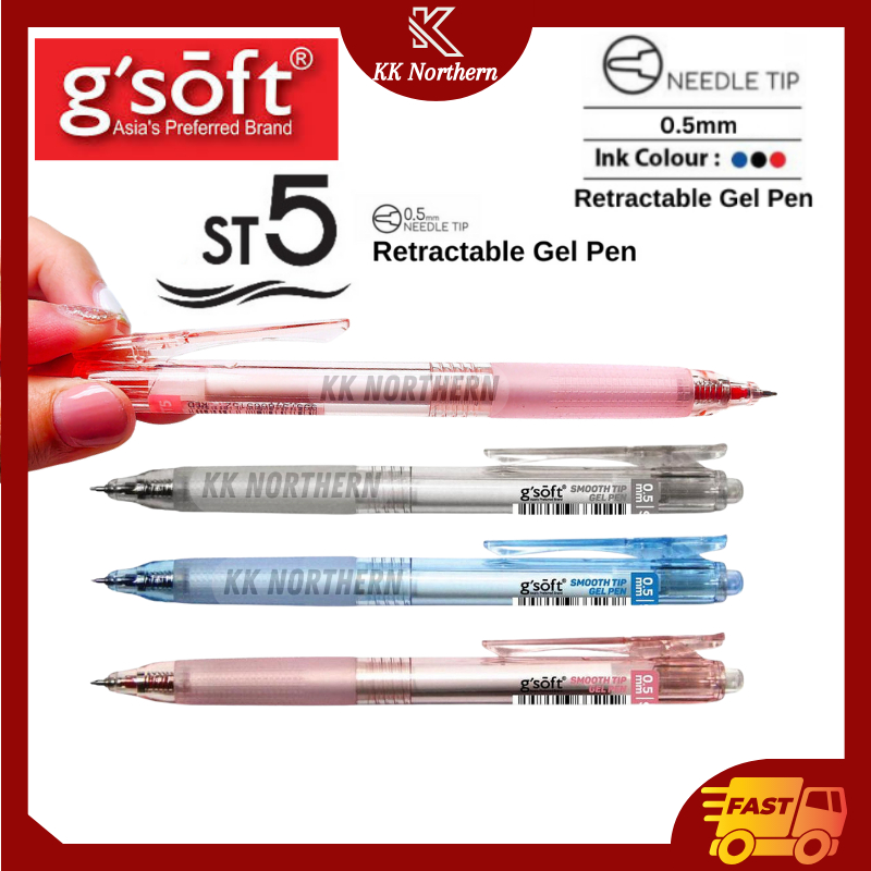 (G'soft) ST5 Gel Pen 0.5mm Retractable Gel Pen Needle Tip Smooth Gel ...