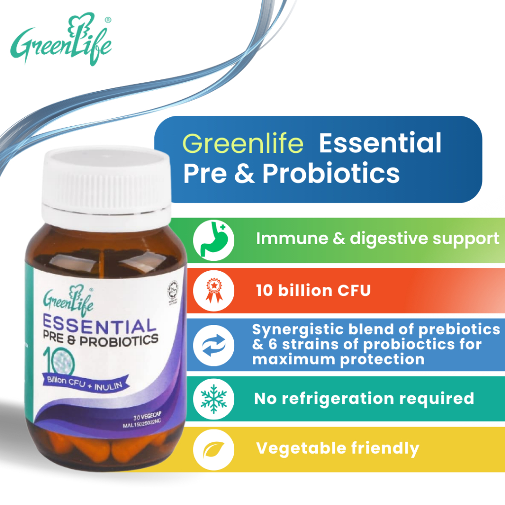 Greenlife Essential Pre & Probiotics Immune and Digestive Support ...