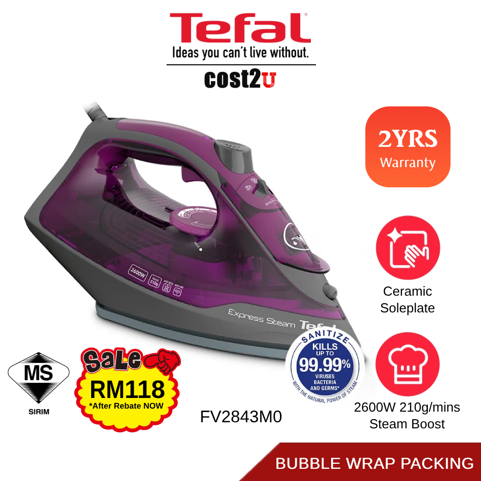 Tefal 2600W Express Steam Iron | FV2843M0 SPA9130B (Household Seterika ...