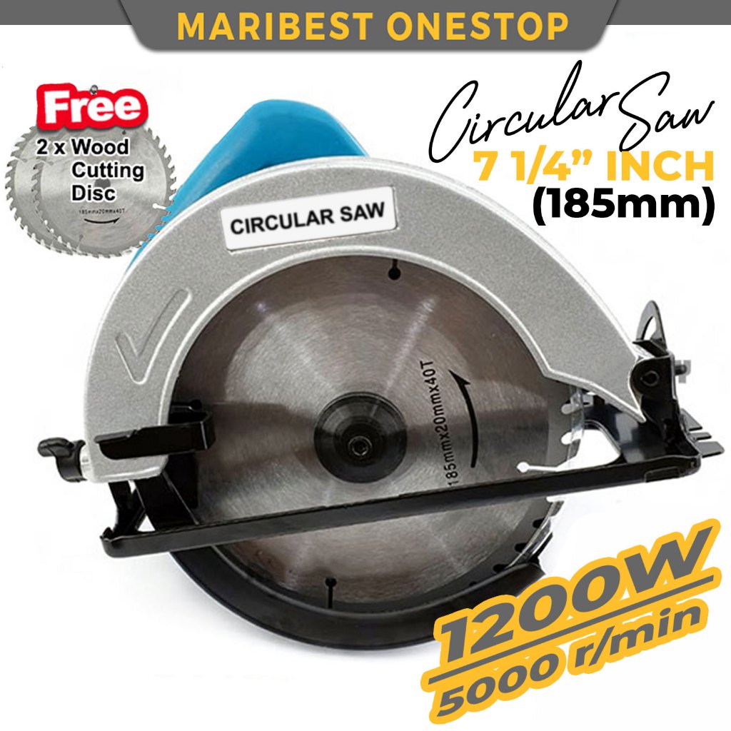 7 1/4” CIRCULAR SAW 185MM WOOD CUTTER CUTTING SAW MACHINE 5806B ...