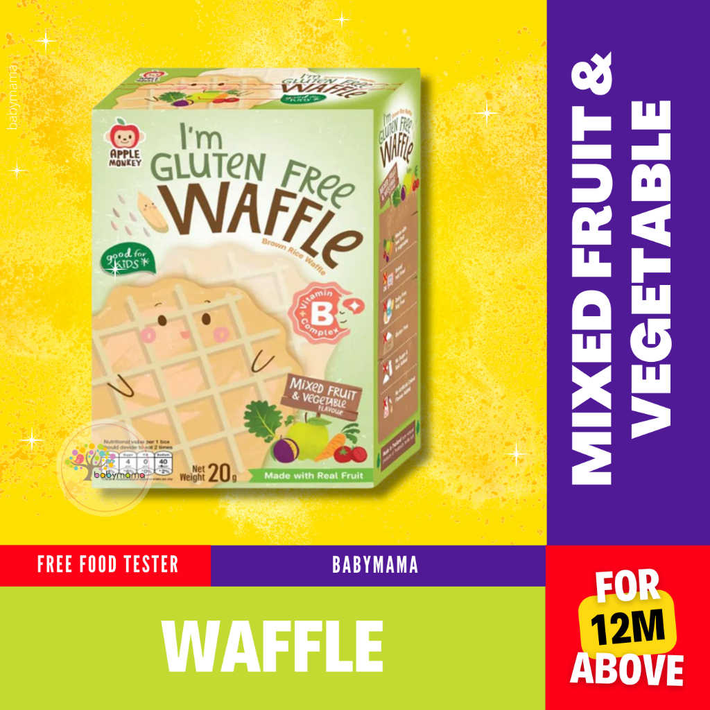 APPLE MONKEY | HEALTHY SNACK FOR BABY | BROWN RICE WAFFLE | MIXED FRUIT ...