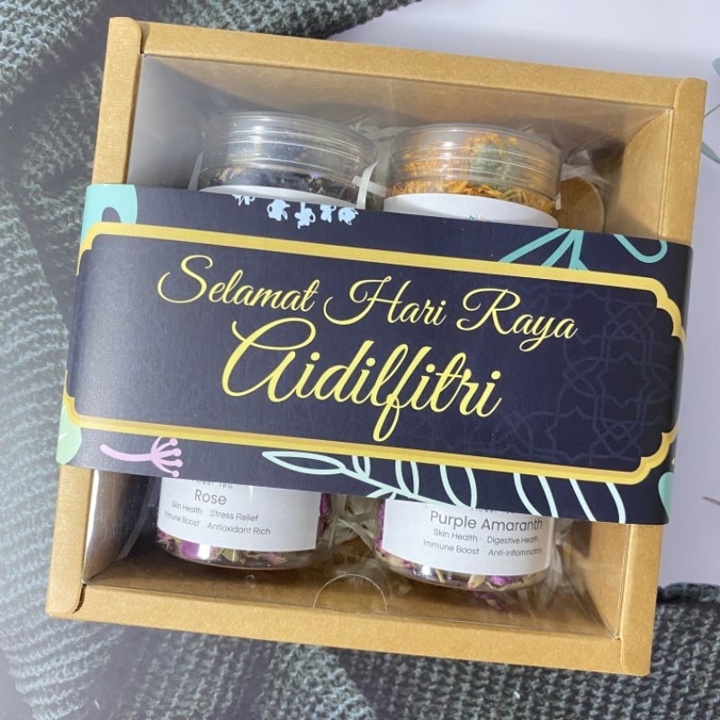 Raya Festive Flower Tea Bottle Gift Set Rose Chamomile Lavender Gifting ...