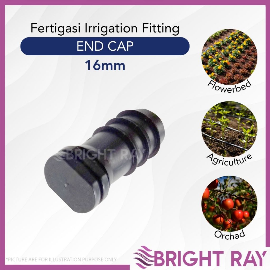 16MM END CAP LDPE PolyPipe Fertigasi Irrigation Fitting Water Pipe Connector Fitting Tube ...