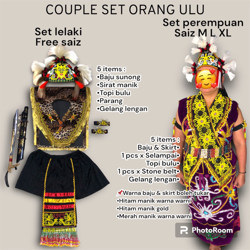 FULL SET LELAKI PEREMPUAN HANTARAN KAHWIN ORANG ULU KENYAH KAYAN ...