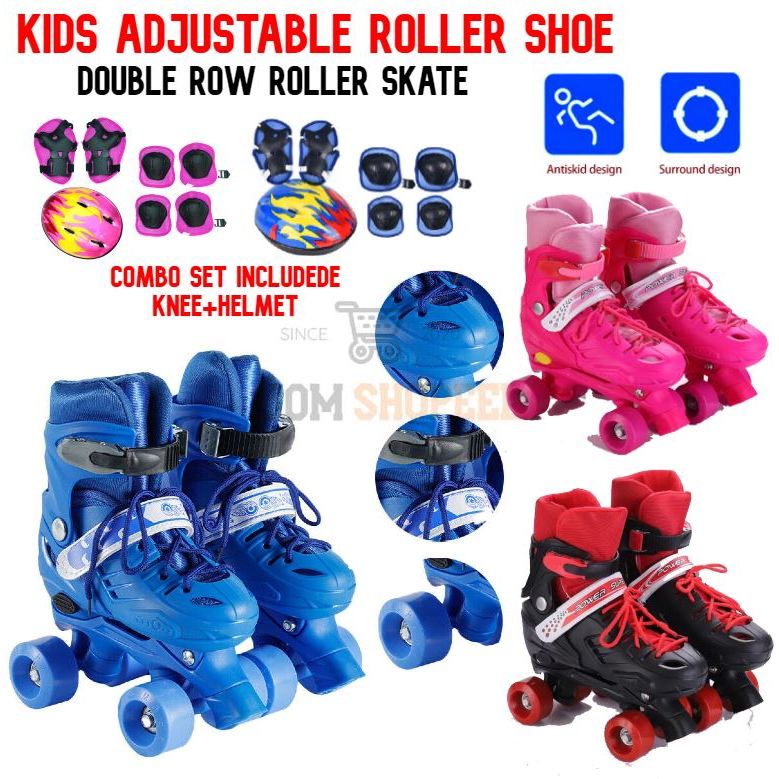 #Stok Sedia **Beg Percuma** Kanak-kanak kasut roda dua baris Double Row ...