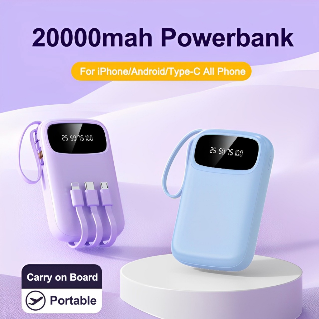 Yisen Colorful PowerBank 20000mAh With 4 Cables Portable Charger ...