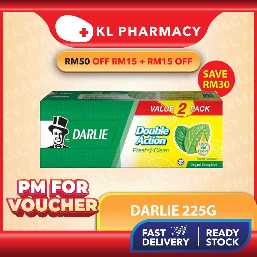 Darlie Double Action Fresh Strong Mint 225g x 2 (No free mug)/ 225g x1 (No Free Gift) | Shopee ...