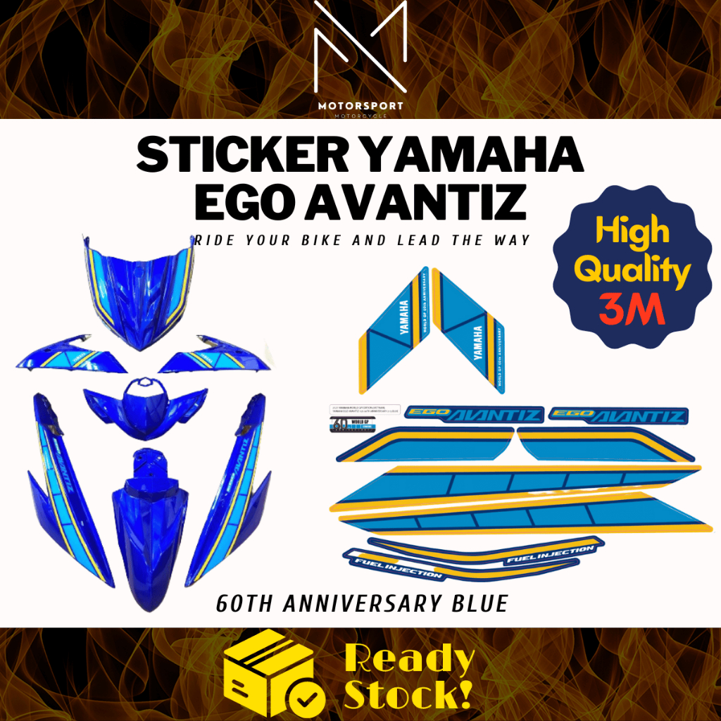YAMAHA Ego Avantiz 60TH Anniversary CoverSet Stripe Sticker Blue White ...