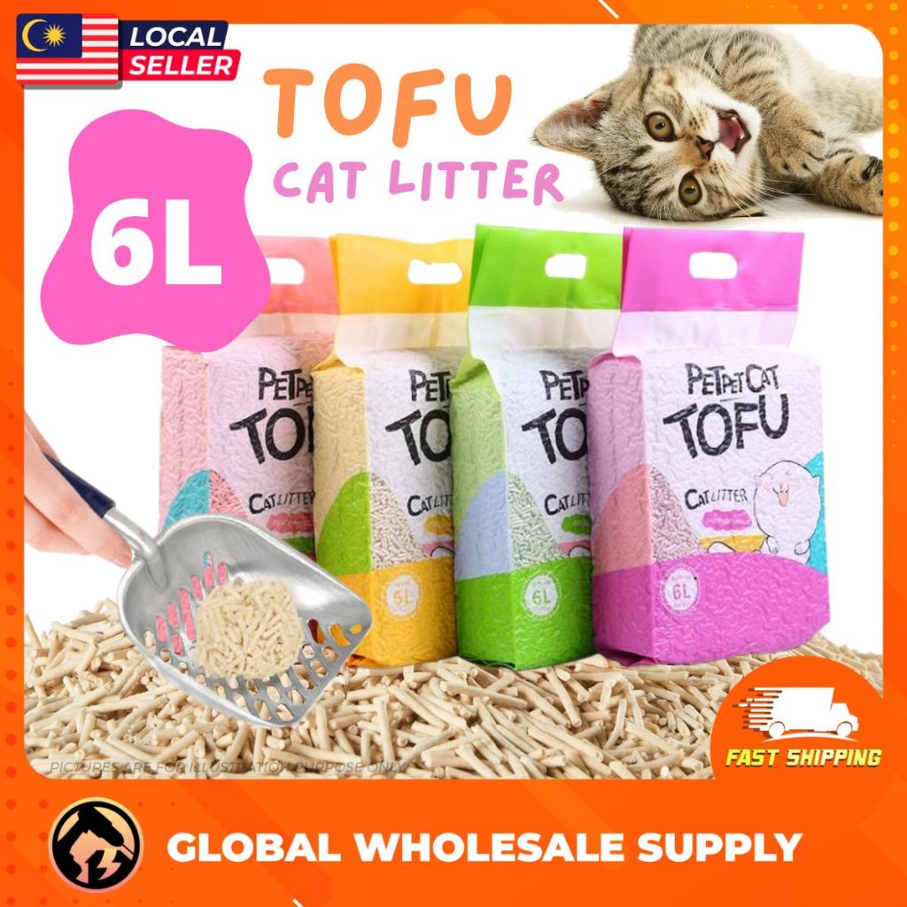 6L TOFU CAT LITTER Flushable Instant Clumping Natural Eco Friendly No ...