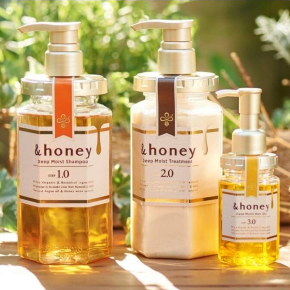 Set of 3 &Honey Deep Moist Shampoo&Deep Moist Hair Treatment&Deep Moist ...