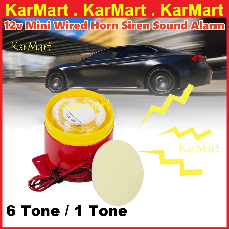 12V 1 Tone 6 Tone Mini Wired Horn Siren Sound Alarm System Warning Horn ...