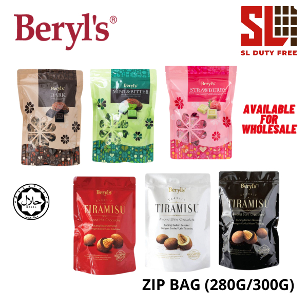 Beryl's Chocolate Zip Bag Beryl's Tiramisu Almond 280G/300G(Milk/White/Dark / Choc Strawberry ...