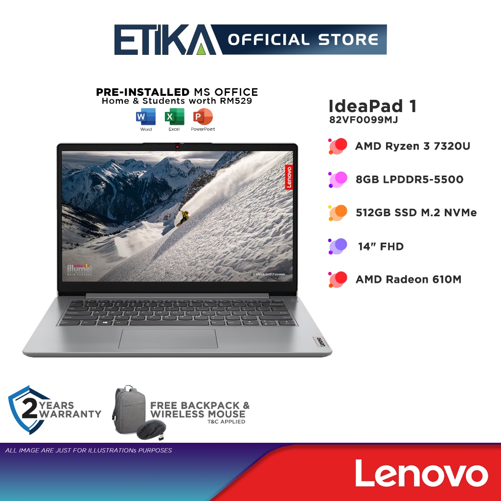 Lenovo IP1 82VF0099MJ Laptop | AMD Ryzen 3 7320U, 8GB, 512GB, 14" FHD ...