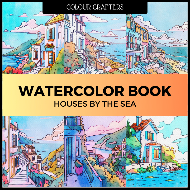 ColourCrafters Watercolour Drawing Book Houses By The Sea A4 A5 300gsm ...