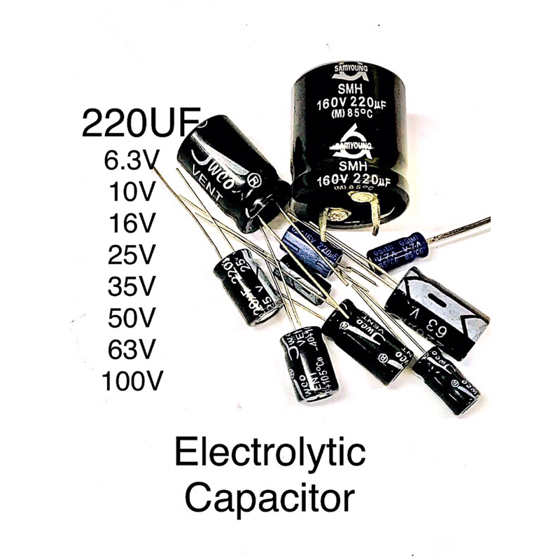 Ready Stock Electrolytic Capacitor 220uf 6.3V 10V 16V 25V 35V 50V 63V ...