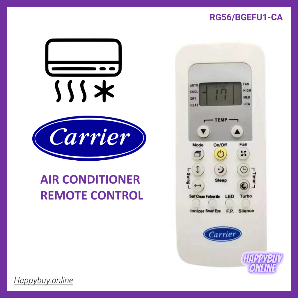 Compatible for Carrier Air Conditioner Remote Control RG56/BGEFU1-CA ...