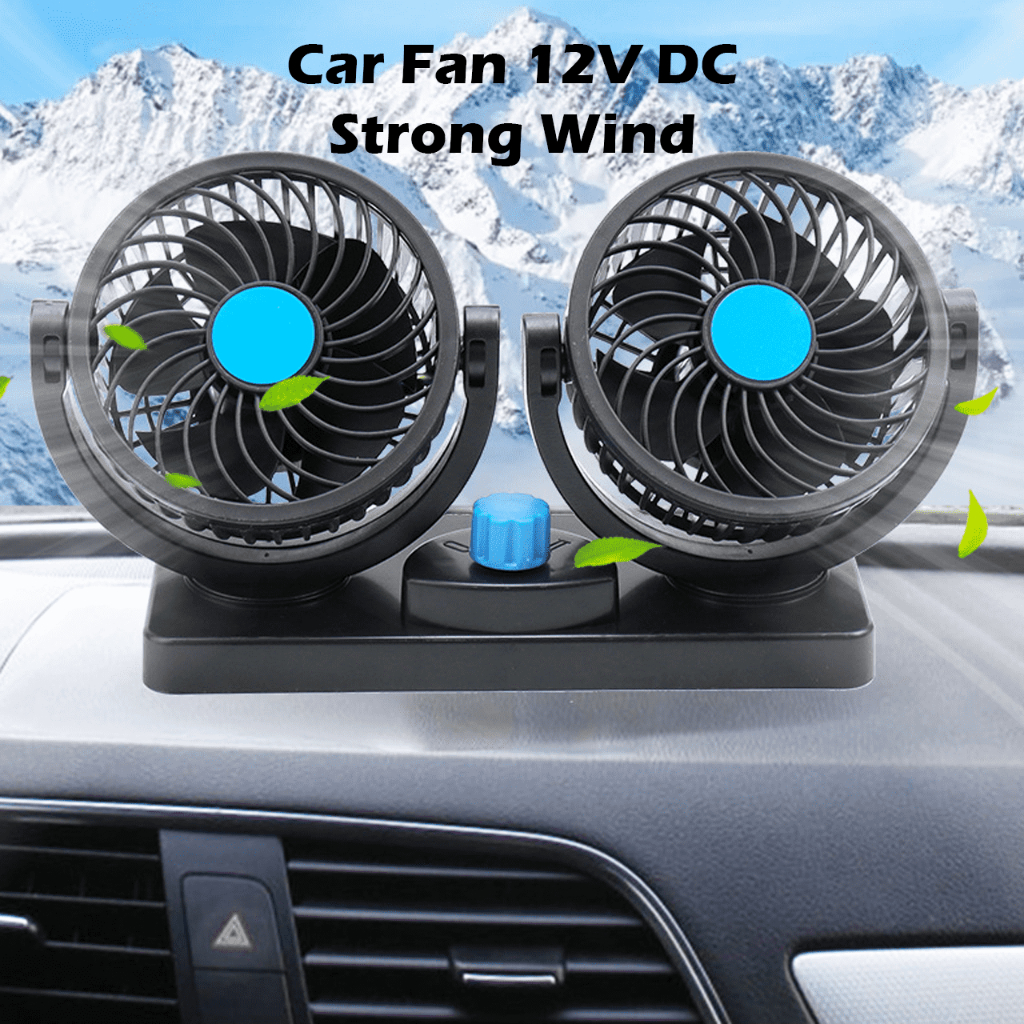 Car Strong Dual Fan 12V Air Conditioning Double Booster Cooler 360 ...