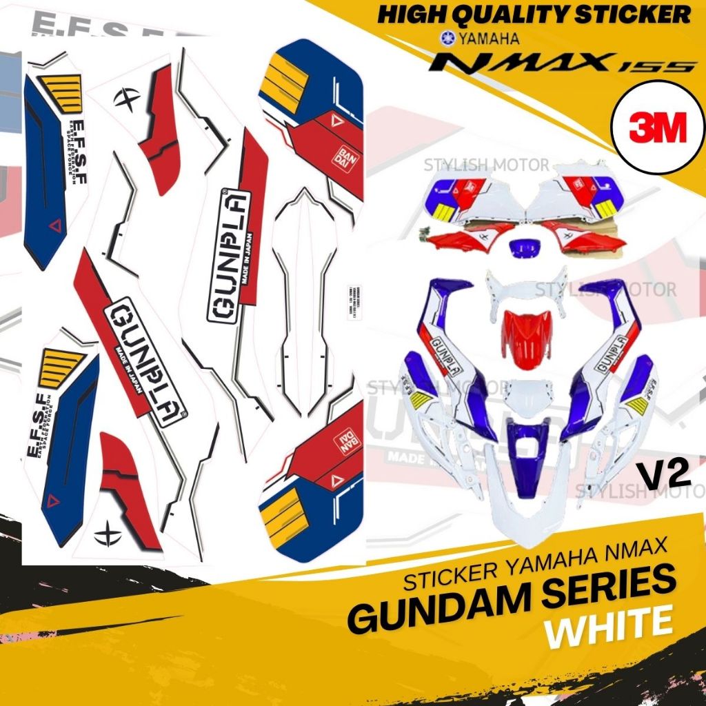 Stripe Yamaha Nmax 155 V2 [ 3M Sticker ] Gundam Series (11) White ...