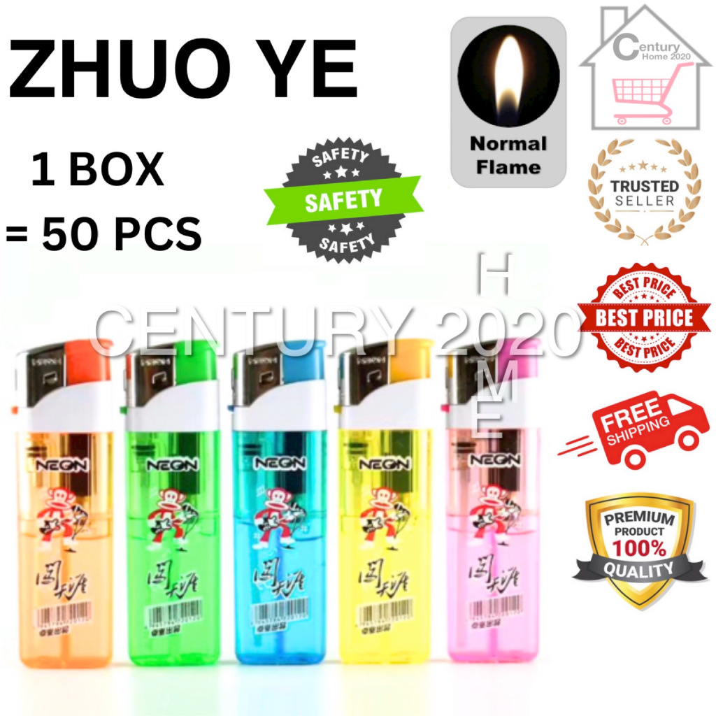 ZHUO YE Neon Lighter Electronic Colorful Normal Flame Disposable ...