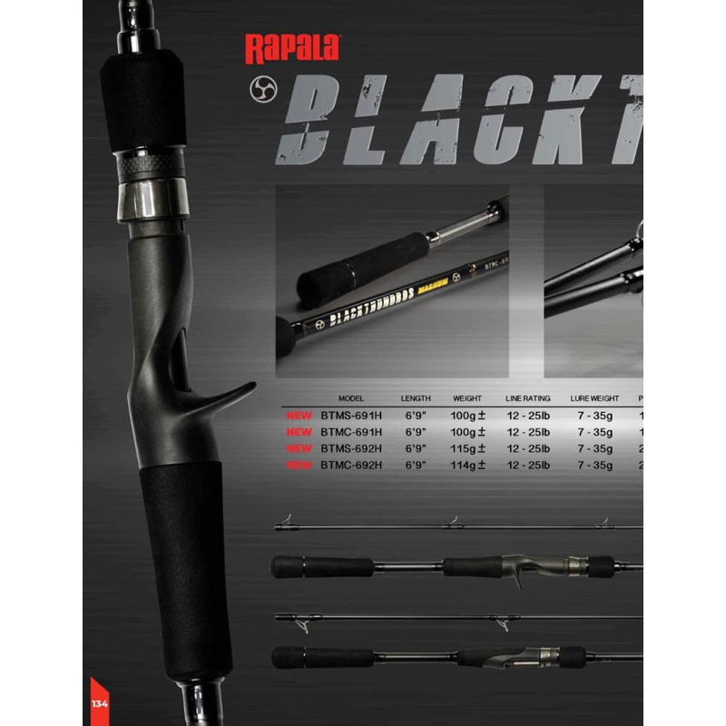 RAPALA Black Thundros Magnum 黑雷神 Baitcast Rod BC Baitcasting Heavy Duty ...