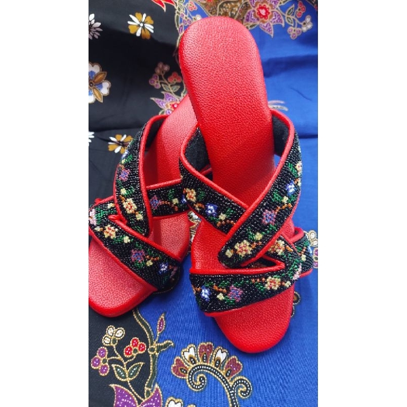 Beaded Shoes Nyonya/ Kasut Manik Nyonya/ 100%Hand-Made Premium ...