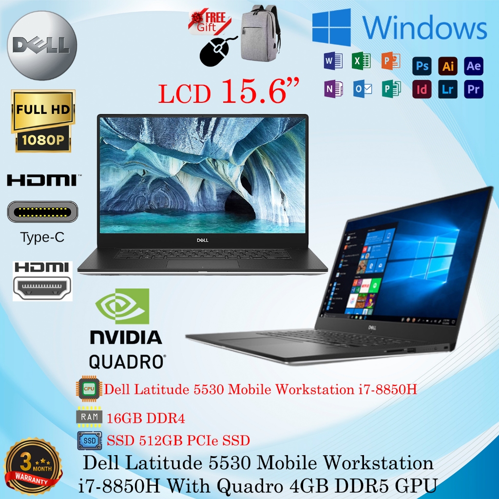 Dell Latitude 5530 Mobile Workstation i7-8850H CPU @ 2.60GHz(With ...
