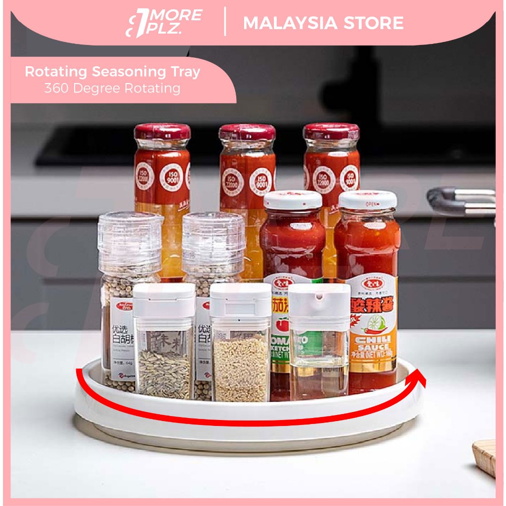 360° Rotating Spice Rack Turntable Rotating Storage Tray Meja Putar ...