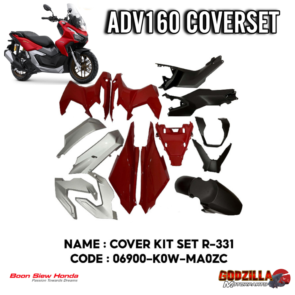 COVERSET ADV160 ORIGINAL RED 06900-K0W-MA0ZC HONDA ADV 160 BODY COVER ...